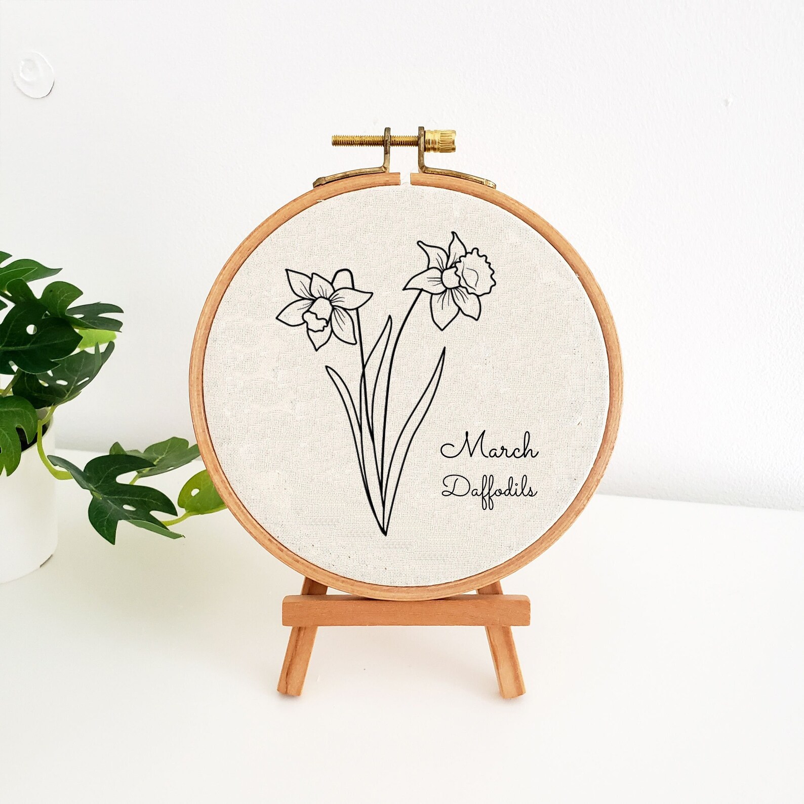 Daffodils Flower PDF Embroidery Pattern, March Birth Month Hand ...