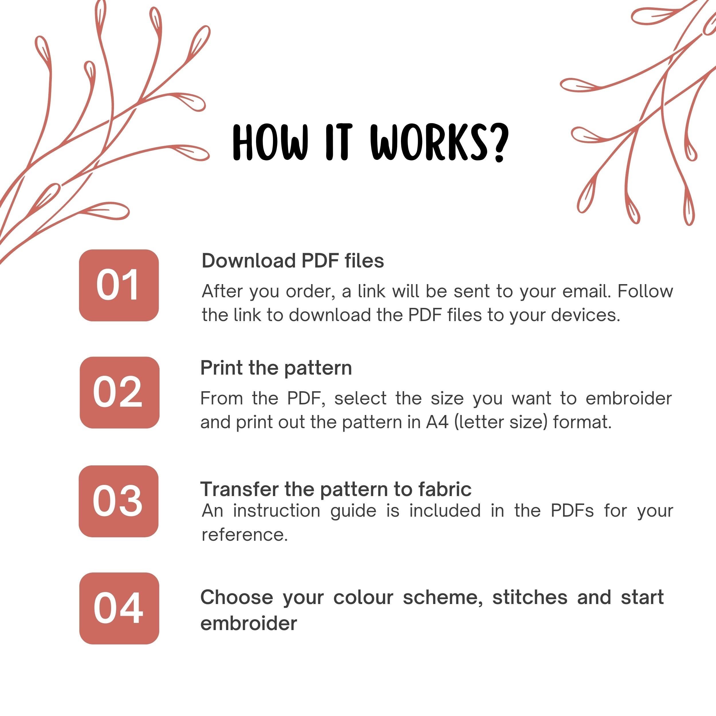 Stacking Book and Cat PDF Embroidery Pattern, Wildflower Hand ...