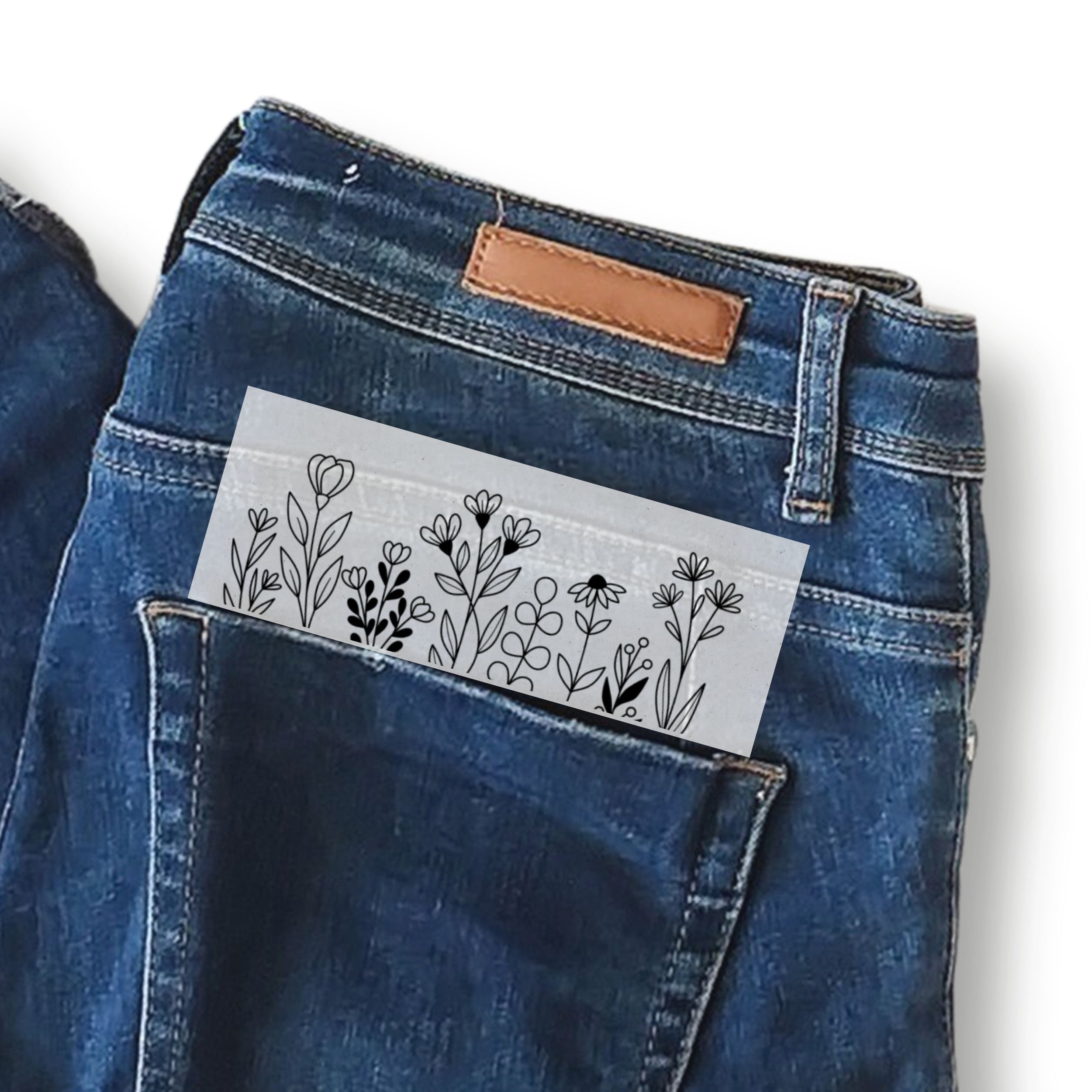 Wildflower Embroidery Pattern for Canvas Sneakers, Jean Pocket Hand ...