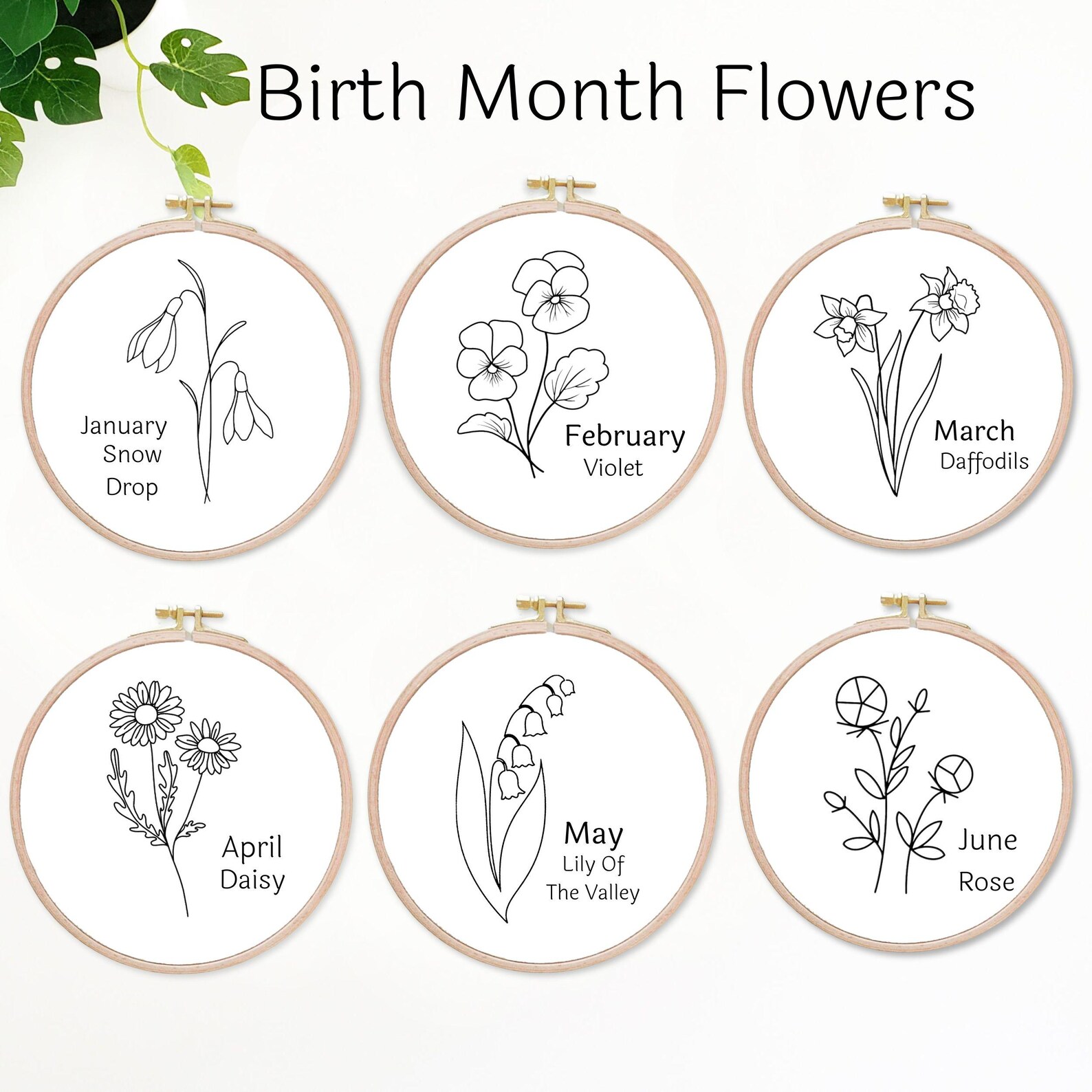 Birth Month Flower Printable PDF Pattern Bundle, Year of Flowers ...