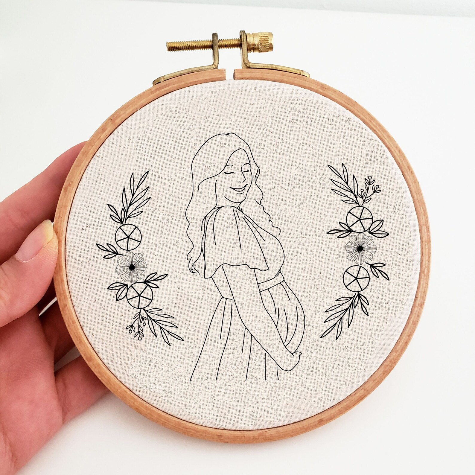 Pregnant Woman Printable PDF Pattern, Pregnant Mom Embroidery Pattern ...