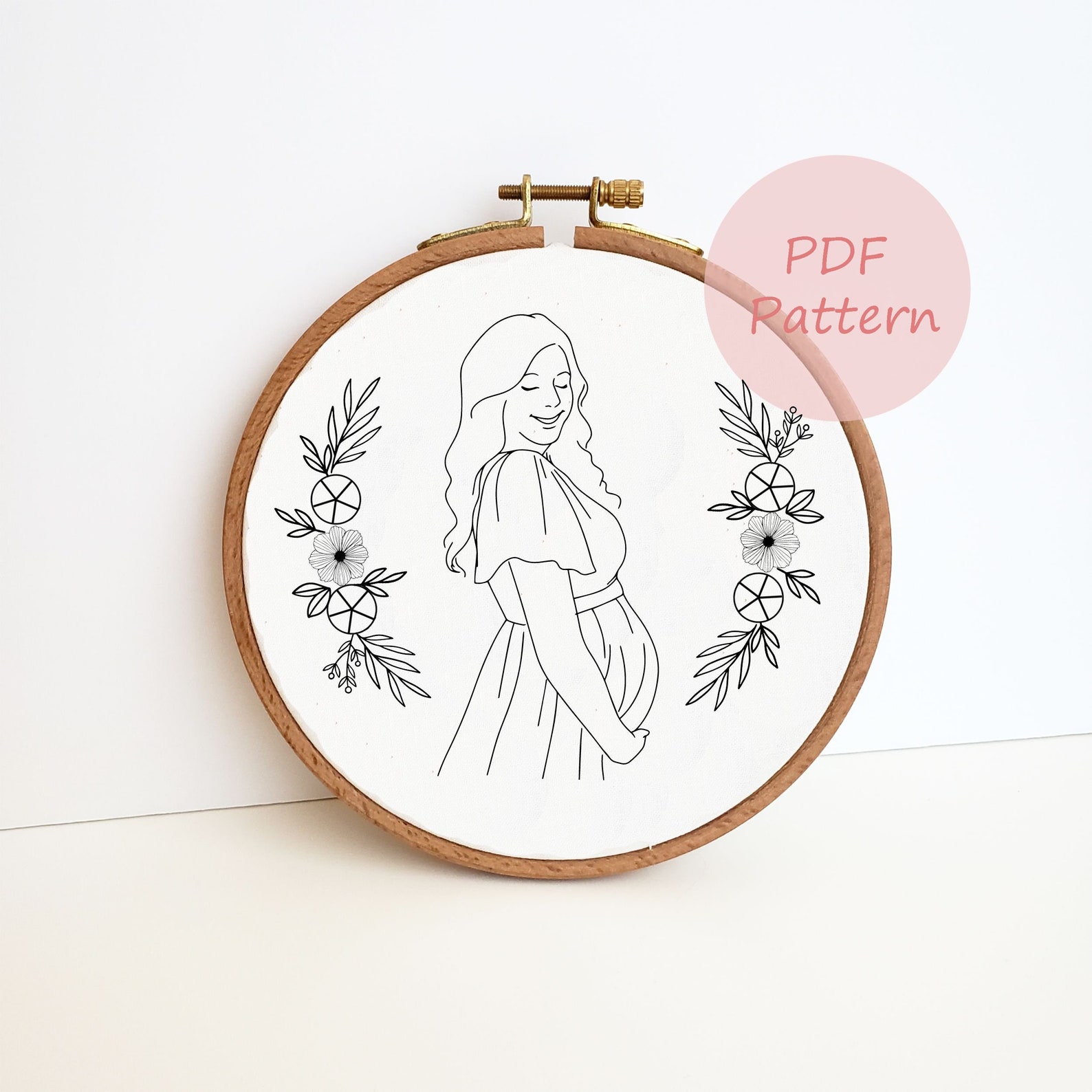 Pregnant Woman Printable PDF Pattern, Pregnant Mom Embroidery Pattern ...
