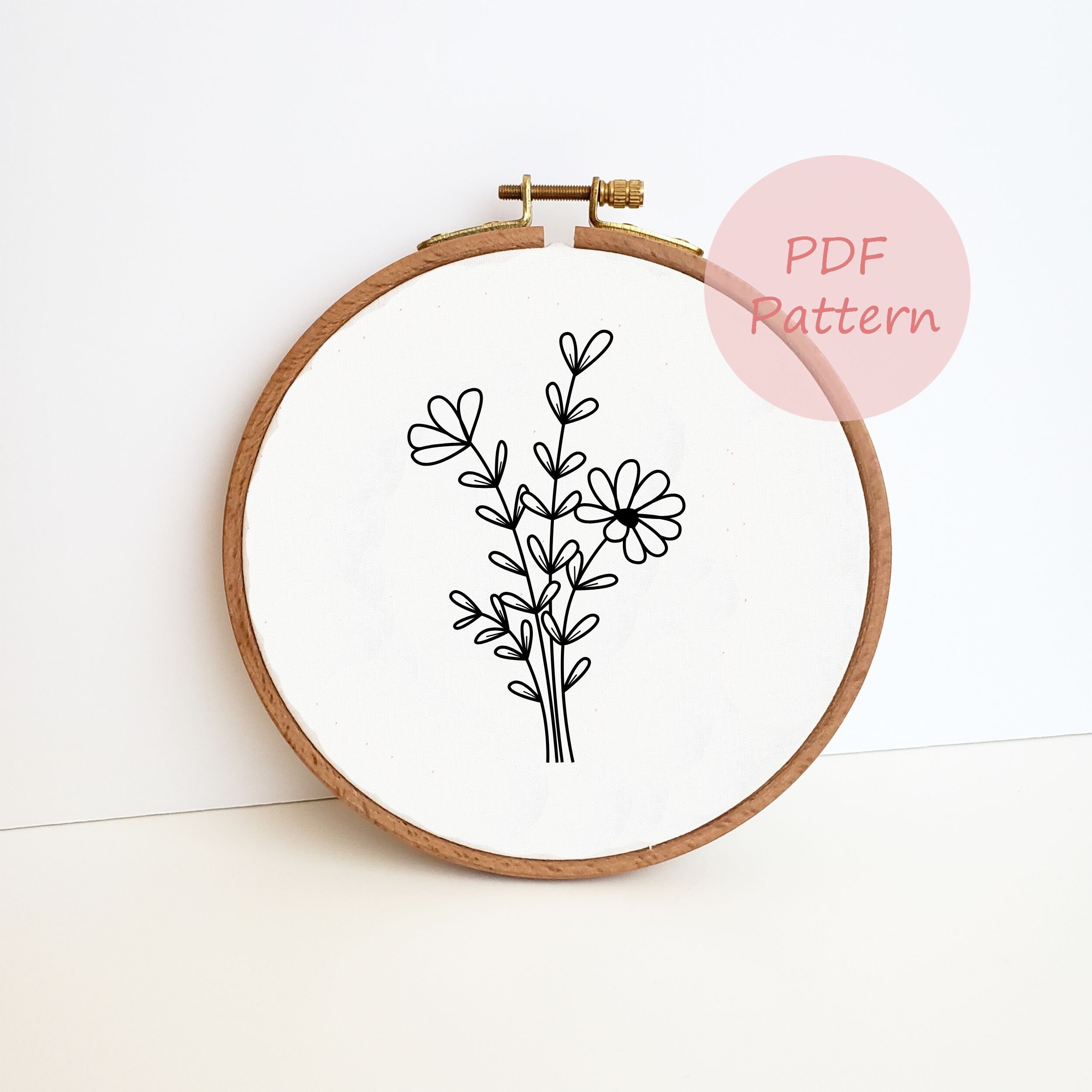 Simple Flower Embroidery Pattern Bundle, Mini Flower Printable PDF ...