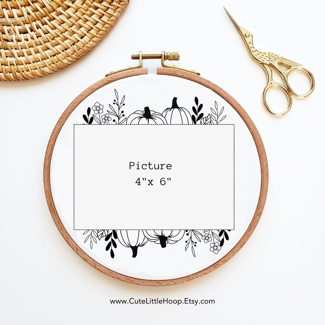 Fall Picture Frame PDF Pattern, Pumpkin Photo Frame Embroidery Pattern ...