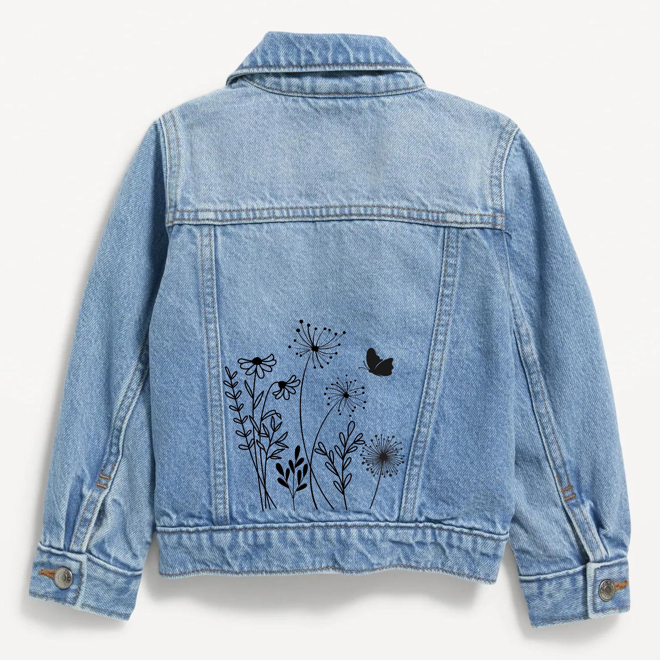 Denim Jacket Embroidery Pattern, Wildflower Butterfly Hand Embroidery ...