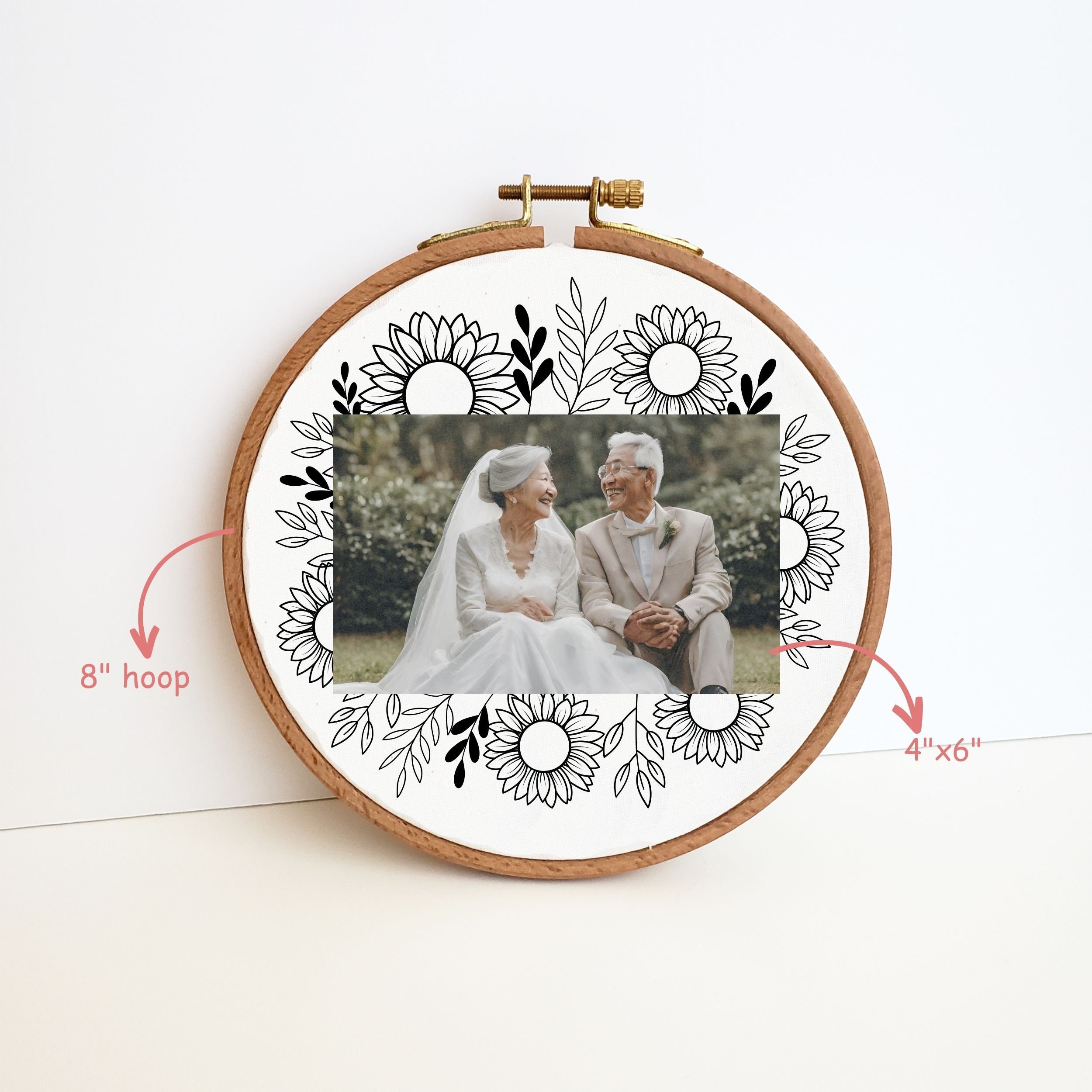 Sunflower Photo Embroidery PDF Pattern, Flower Photo Frame Hand ...