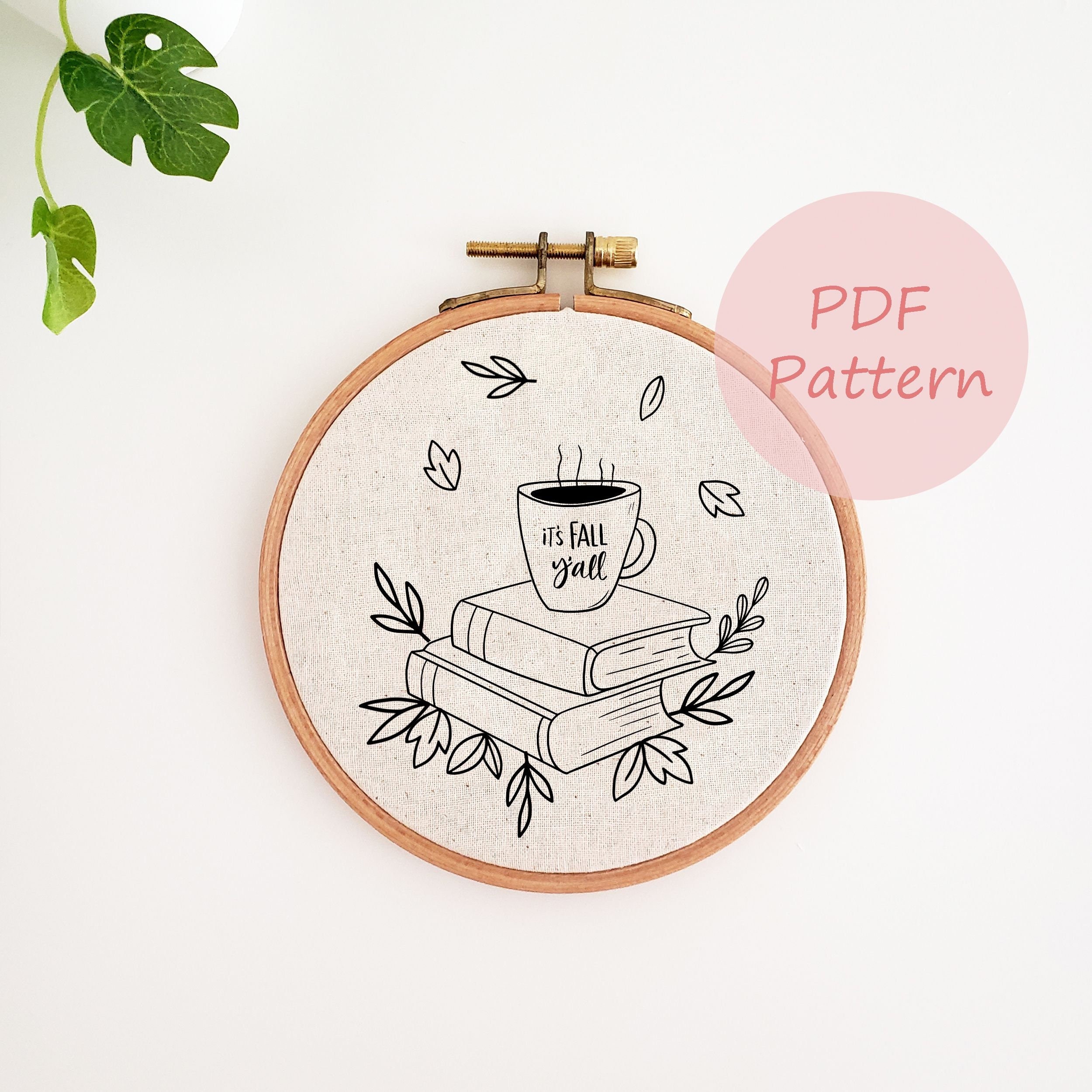 Book Embroidery Pattern Bundle, Book Stack Cat Embroidery, Book Quote ...