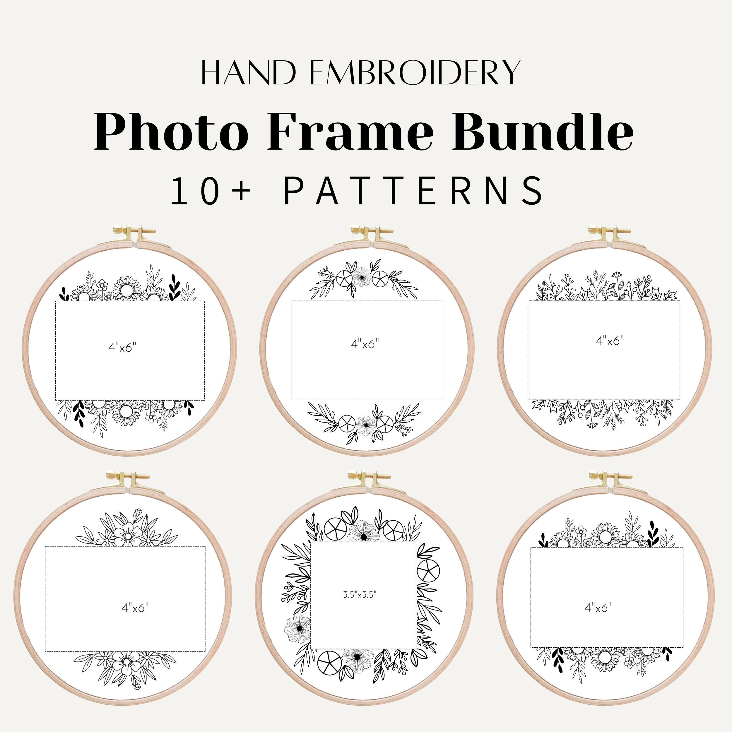 Photo Holder Embroidery Pattern, Photo Frame PDF Pattern Bundle, Flower ...