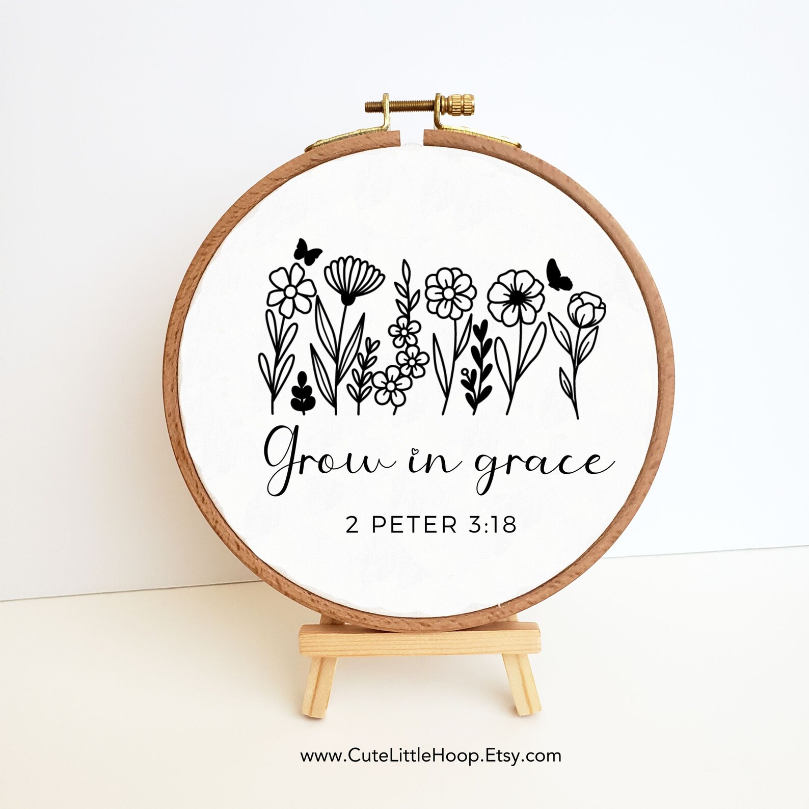 Grow in Grace PDF Embroidery Pattern, Religious Christian Quote ...