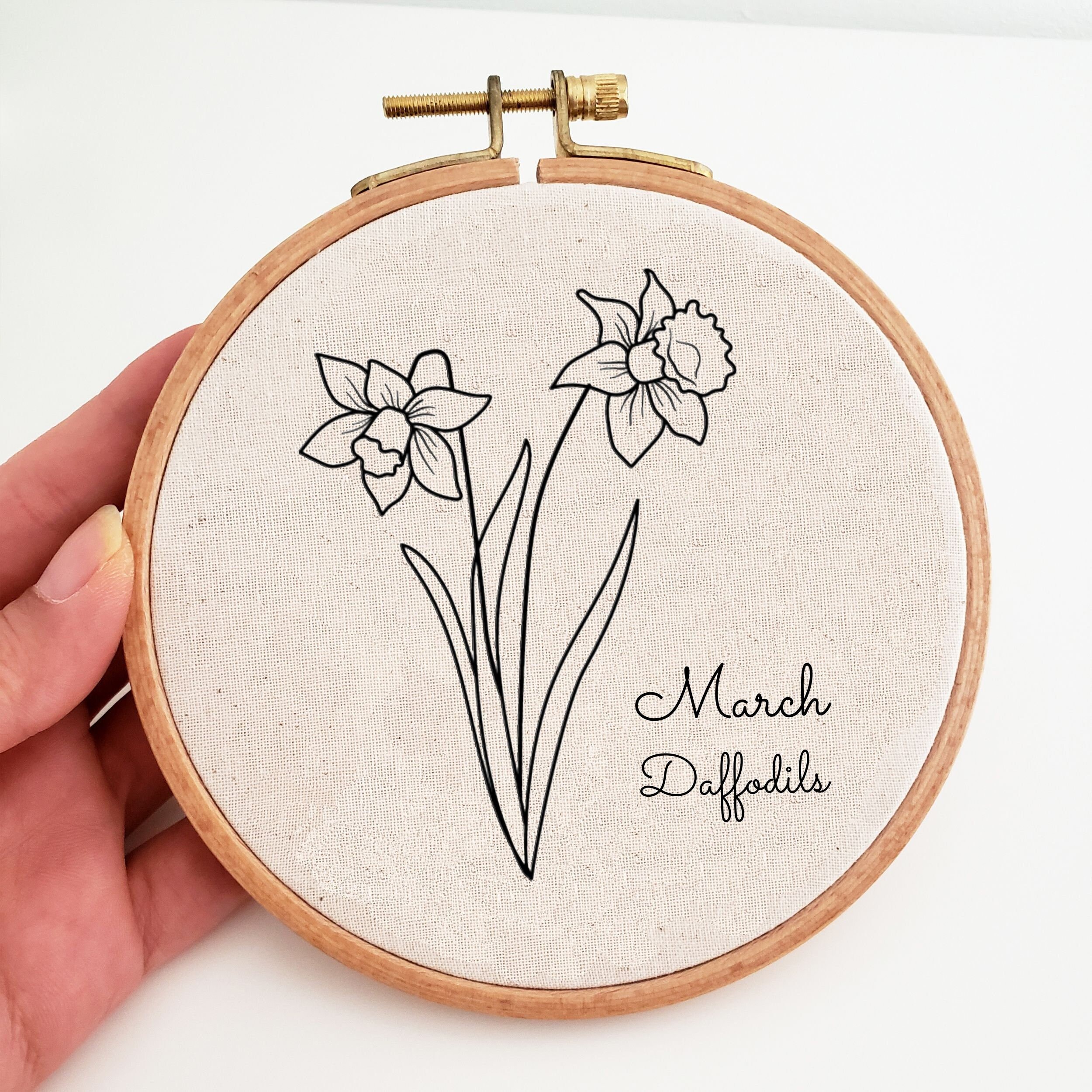 Daffodils Flower PDF Embroidery Pattern, March Birth Month Hand ...