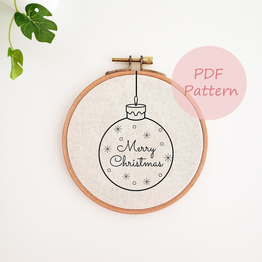Merry Christmas Embroidery Pattern, Ornament Hand Embroidery Design ...