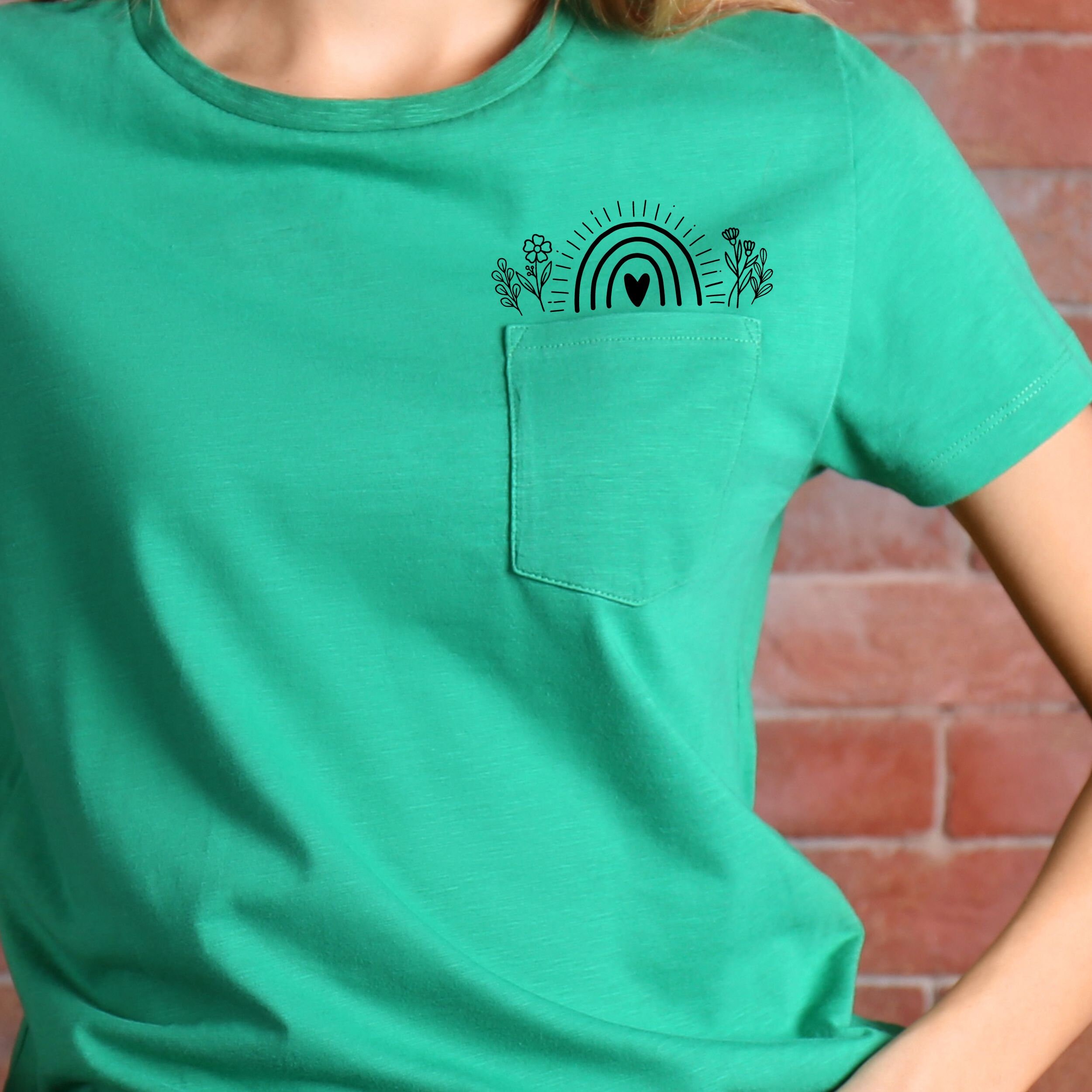 Rainbow Pocket Embroidery Pattern, Floral Hand Embroidery Design on ...