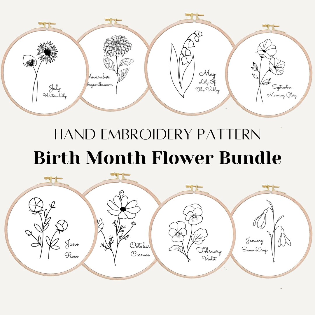 Birth Month Flower Printable PDF Pattern Bundle, Year of Flowers ...