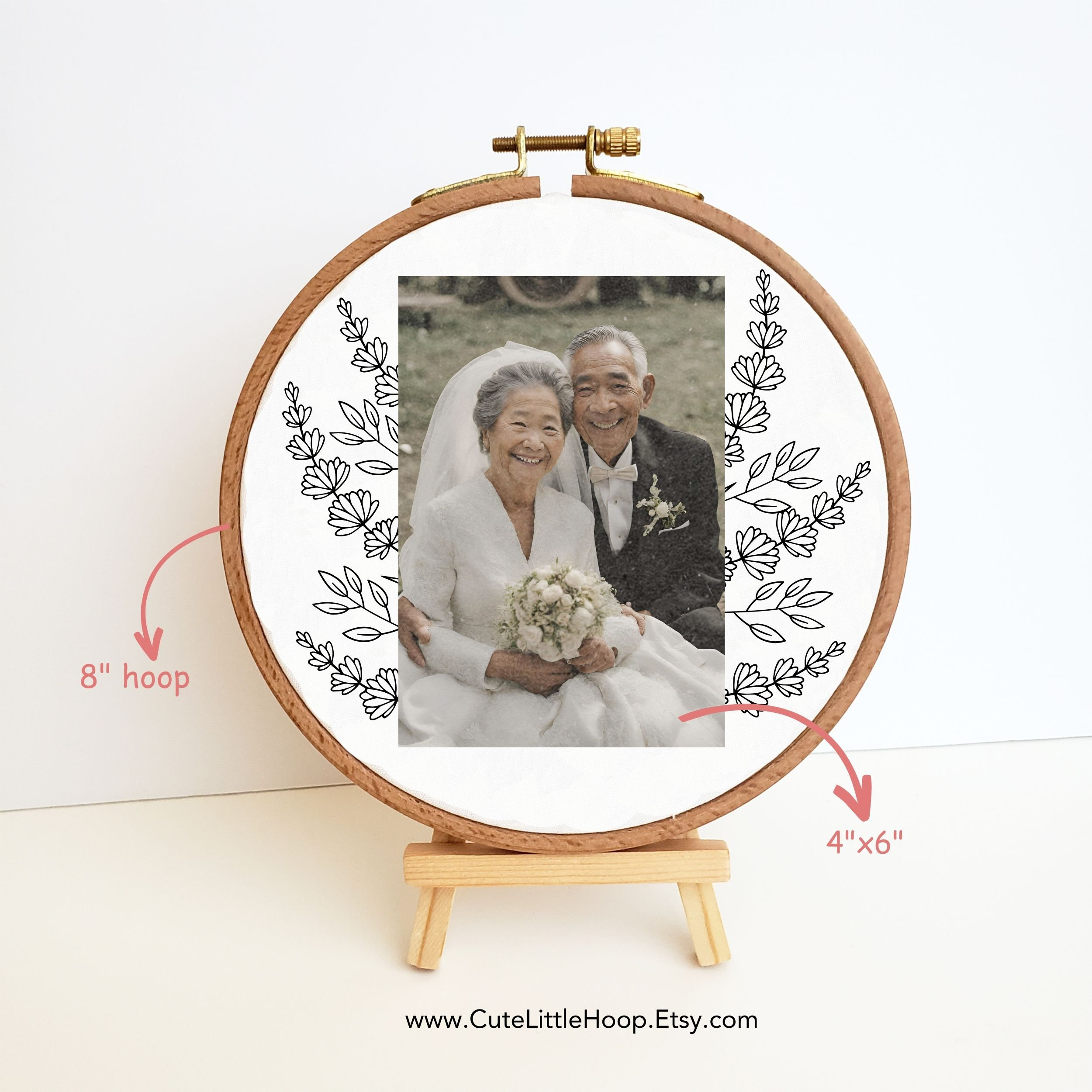 Photo Frame Embroidery Pattern, Lavender Picture Frame Hand Embroidery ...