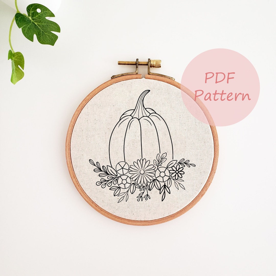 Pumpkin Hand Embroidery Design, Fall Autumn Embroidery Pattern ...