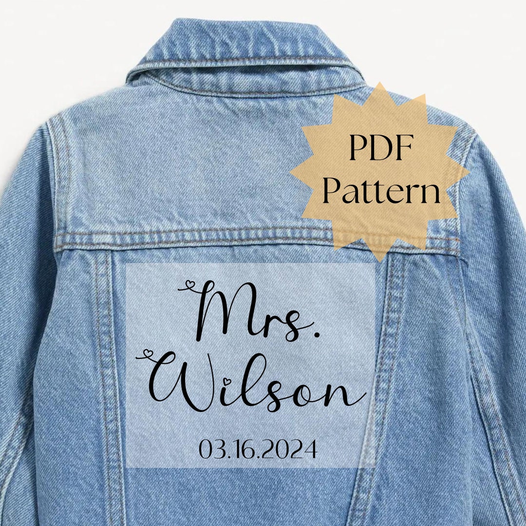 Personalized Name Embroidery Pattern for Bride Denim Jacket, DIY ...