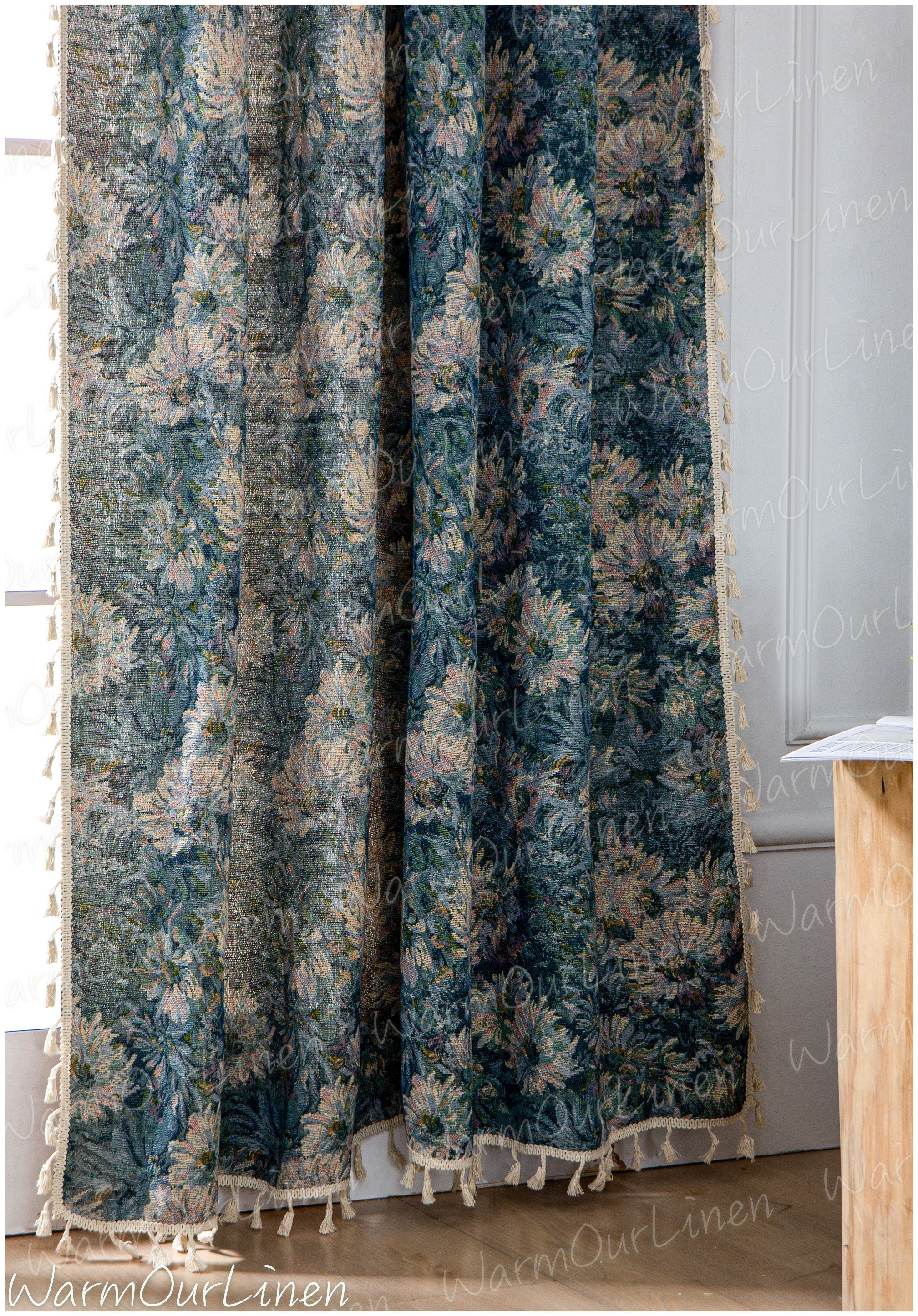 Boho Curtain, Linen Curtain Panel, Farmhouse Curtain, Countryside Style ...