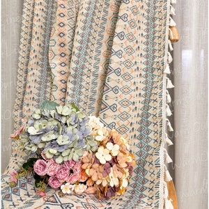 Boho Curtain, Linen Curtain Panel, Curtain, Countryside Style Drapery ...