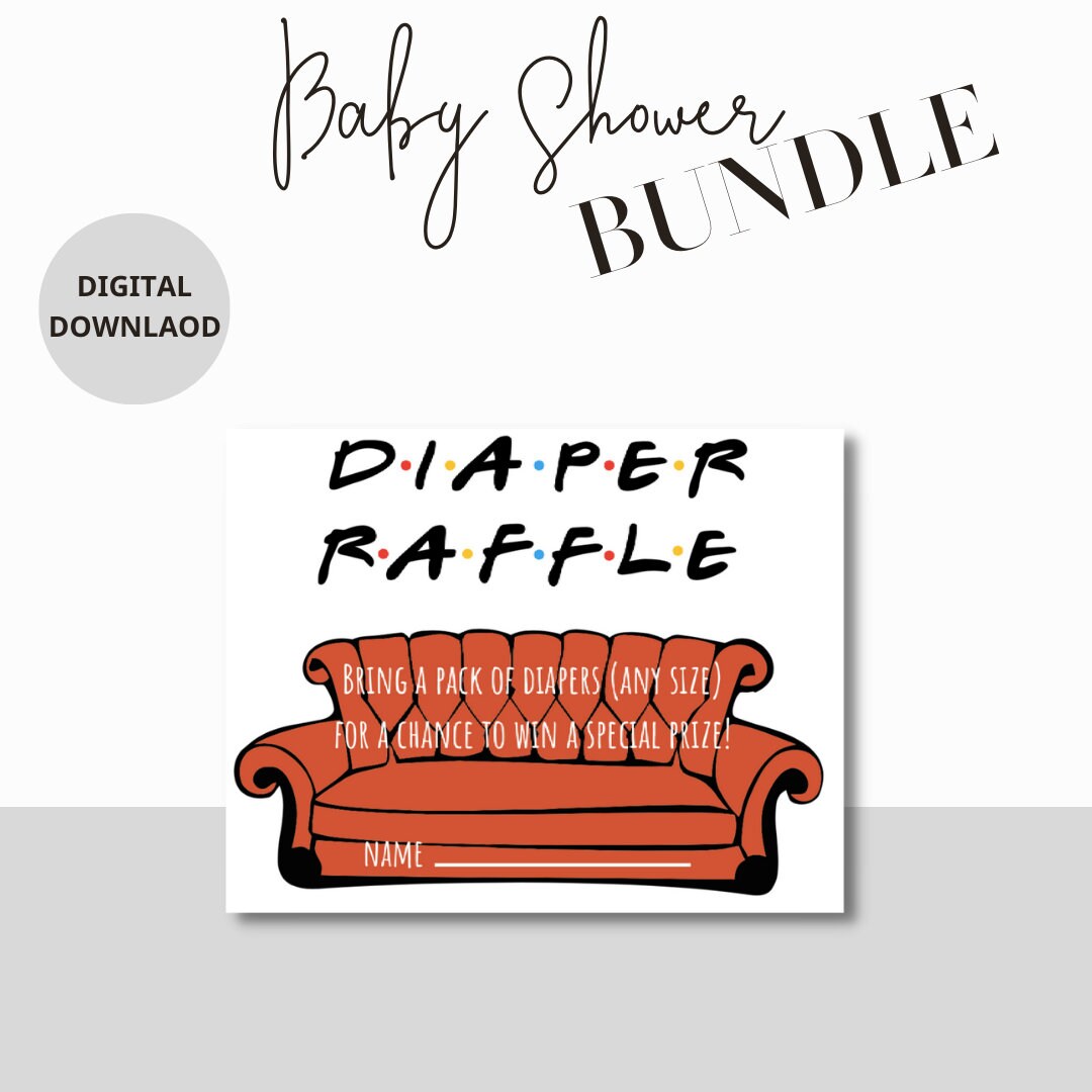 Baby Shower Bundle, Bingo Card, Diaper Raffle, Welcome Sign, Friends ...