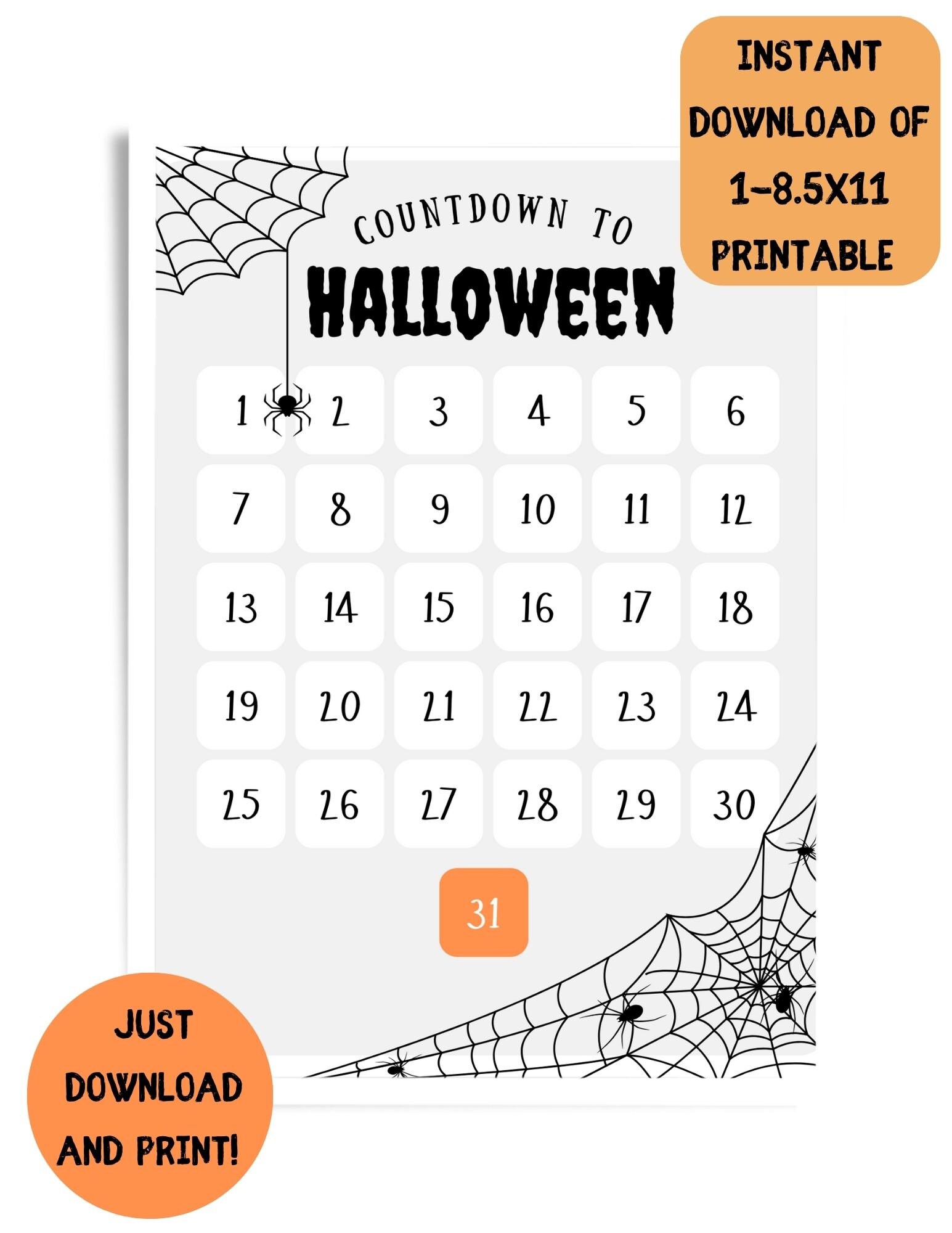 Halloween Countdown Printable for Kids - Etsy
