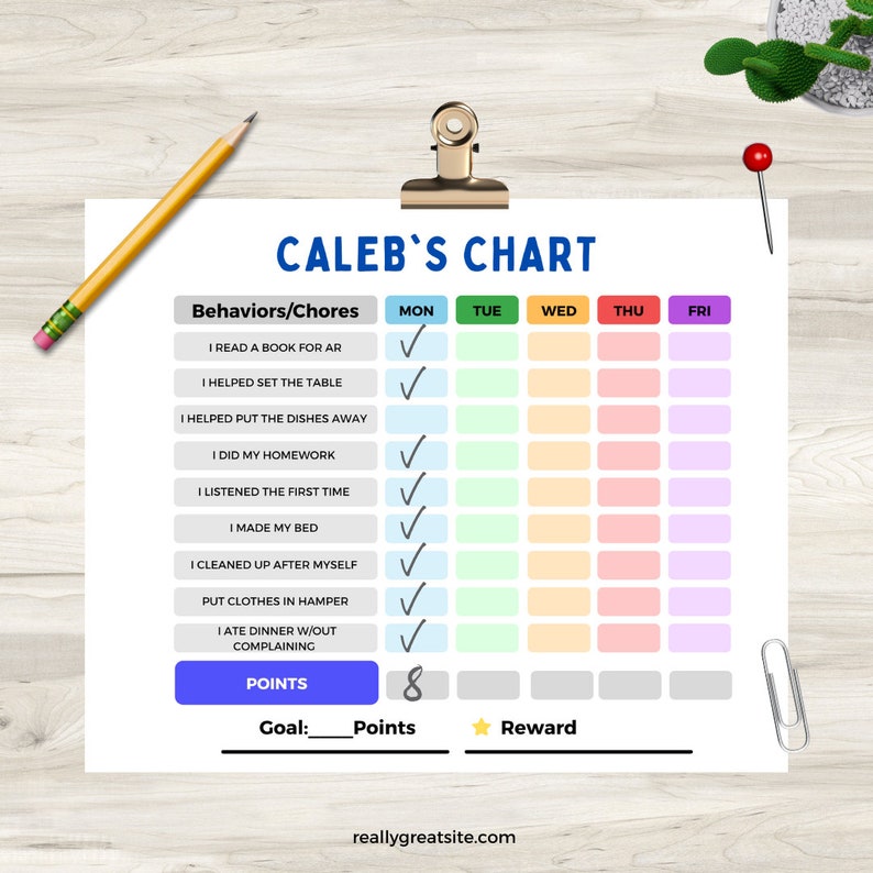 Reward Chart for Kids, Daily Chore Chart, Kids Routine Chart ...