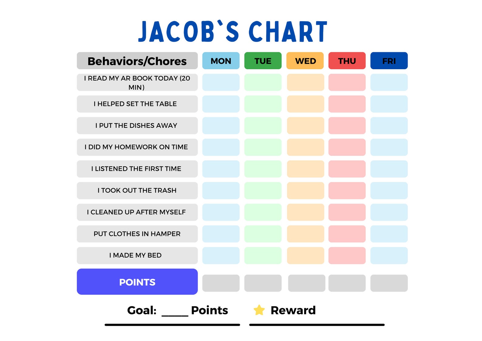 Reward Chart for Kids, Daily Chore Chart, Kids Routine Chart ...