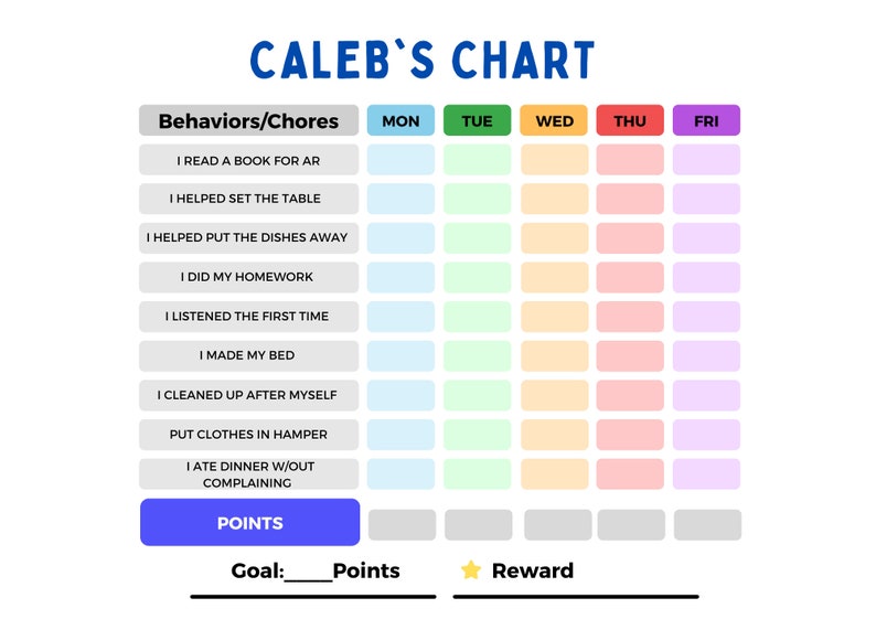 Reward Chart for Kids, Daily Chore Chart, Kids Routine Chart ...