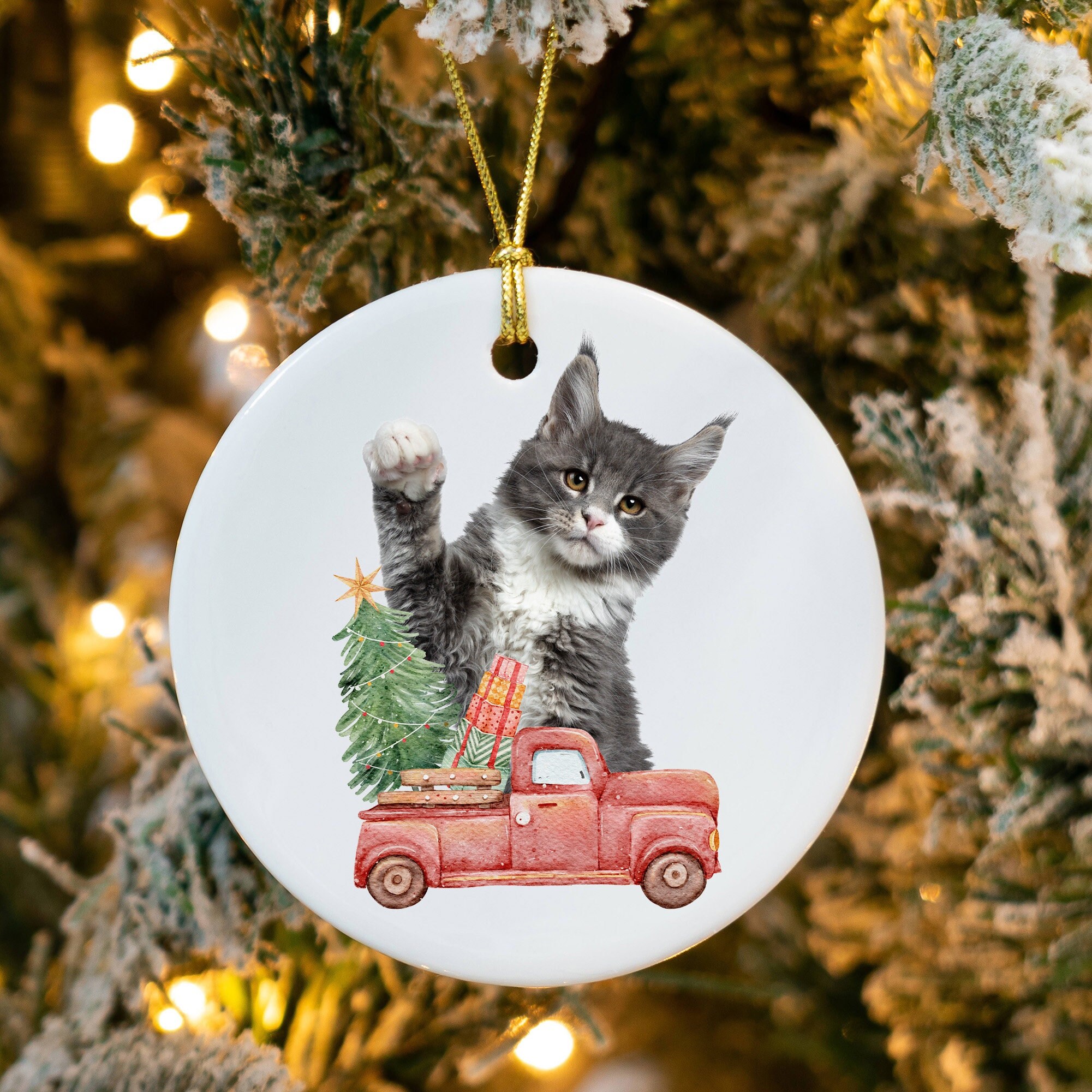 Custom Cat Christmas Truck Ornament Designed & Sold By Ben Nelson