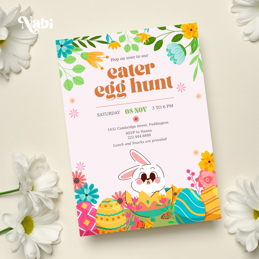 Easter Egg Hunt EDITABLE Invitation, Easter Egg Hunt Printable Invite ...