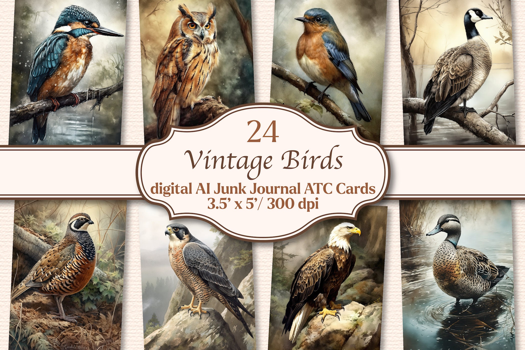 Vintage Birds Digital Paper Scrapbooking Junk Journaling - Etsy