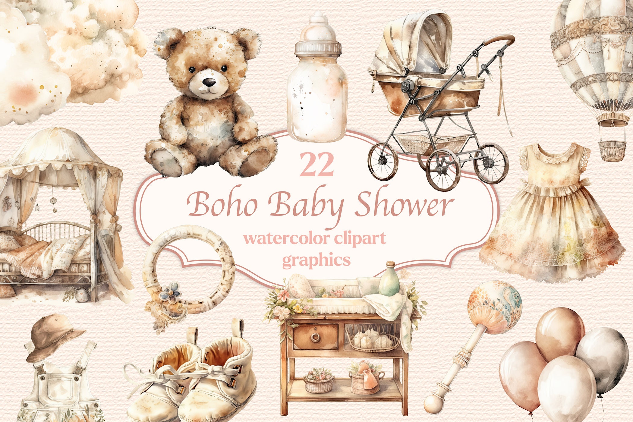 Boho Baby Shower Clipart Baby Girl Baby Boy Watercolor - Etsy