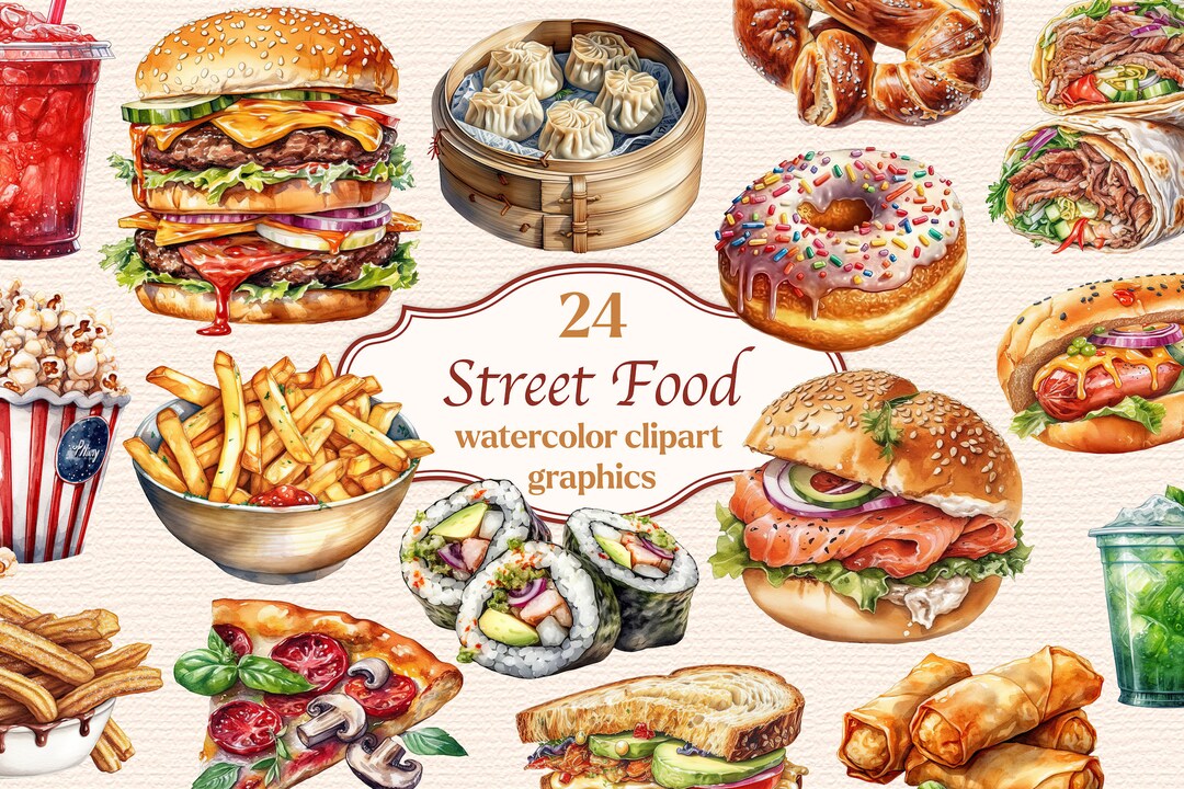 Street Food Clipart Restaurant Food and Drinks - Etsy