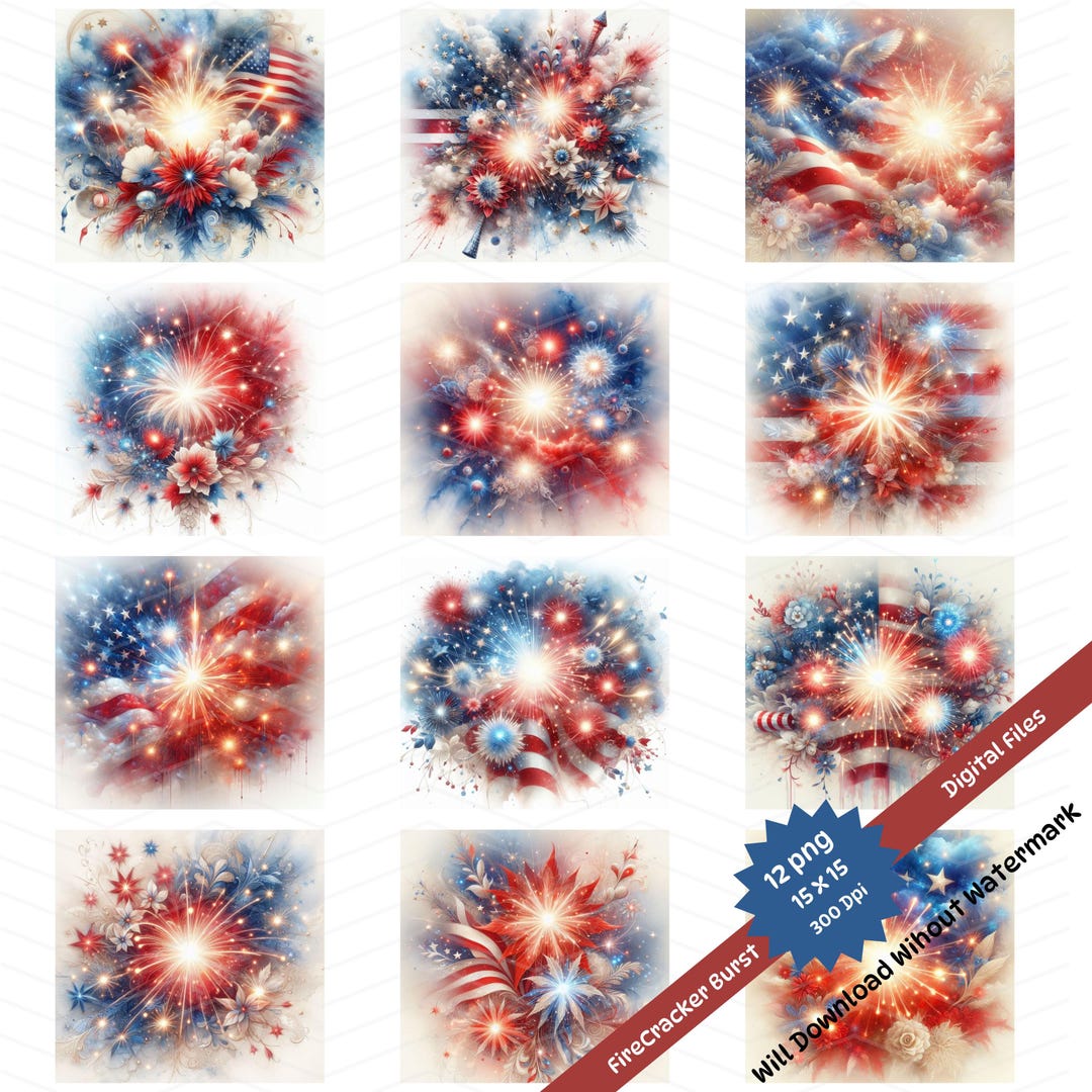 Patriotic Firecracker PNG Bundle: 4th of July Clipart (digital Download ...