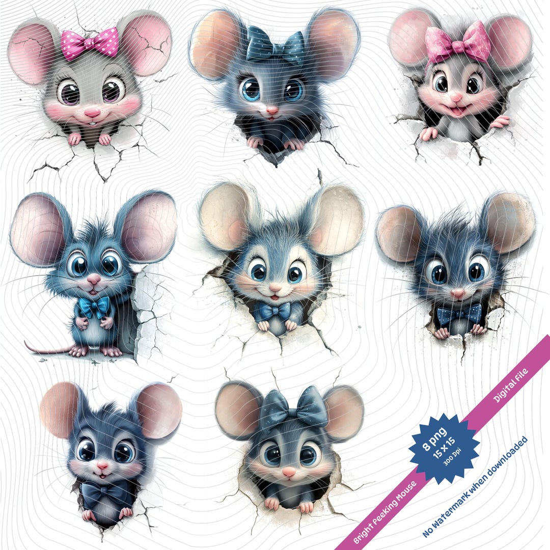Mouse Peeking Through Crack on the Wall Digital File. Cute Addition to ...