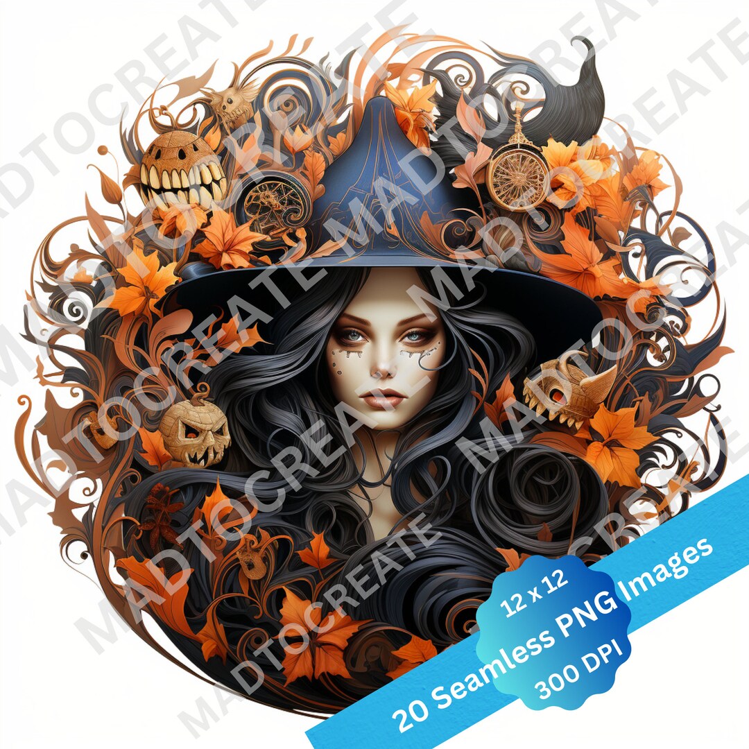 Witch Faces Bundle, Colorful Digital Files, Great for Sublimation and ...