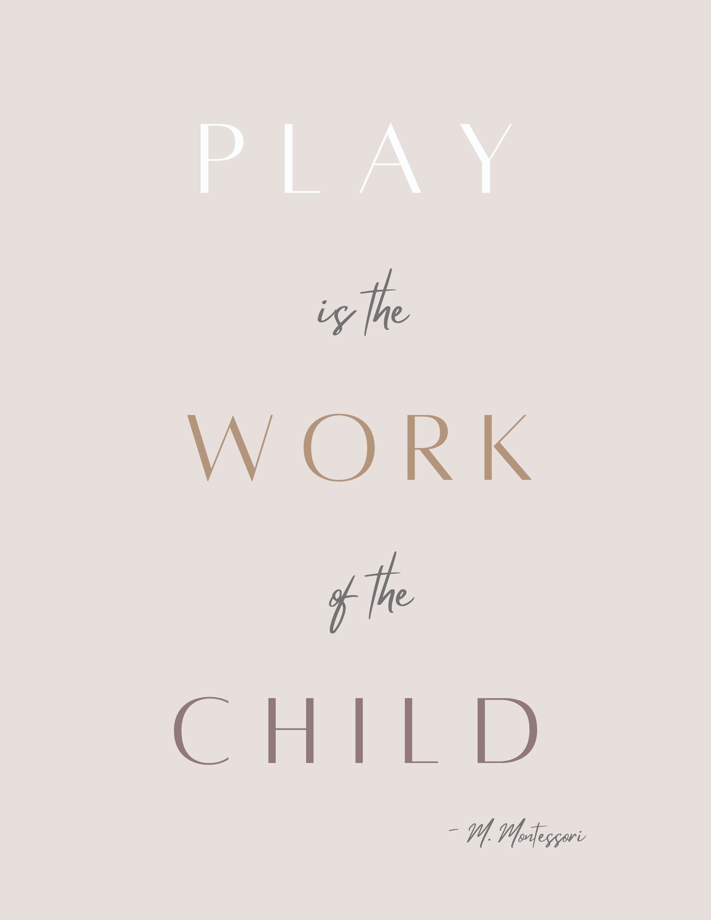 Education Inspiration Poster Printable - "play is the Work of the Child ...
