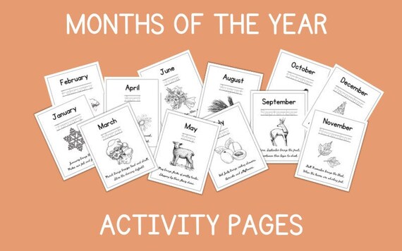 Months of the Year Handwriting Coloring Poetry Activity Pages - Etsy
