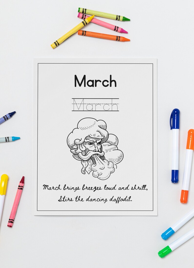 Months of the Year Handwriting Coloring Poetry Activity Pages Download ...