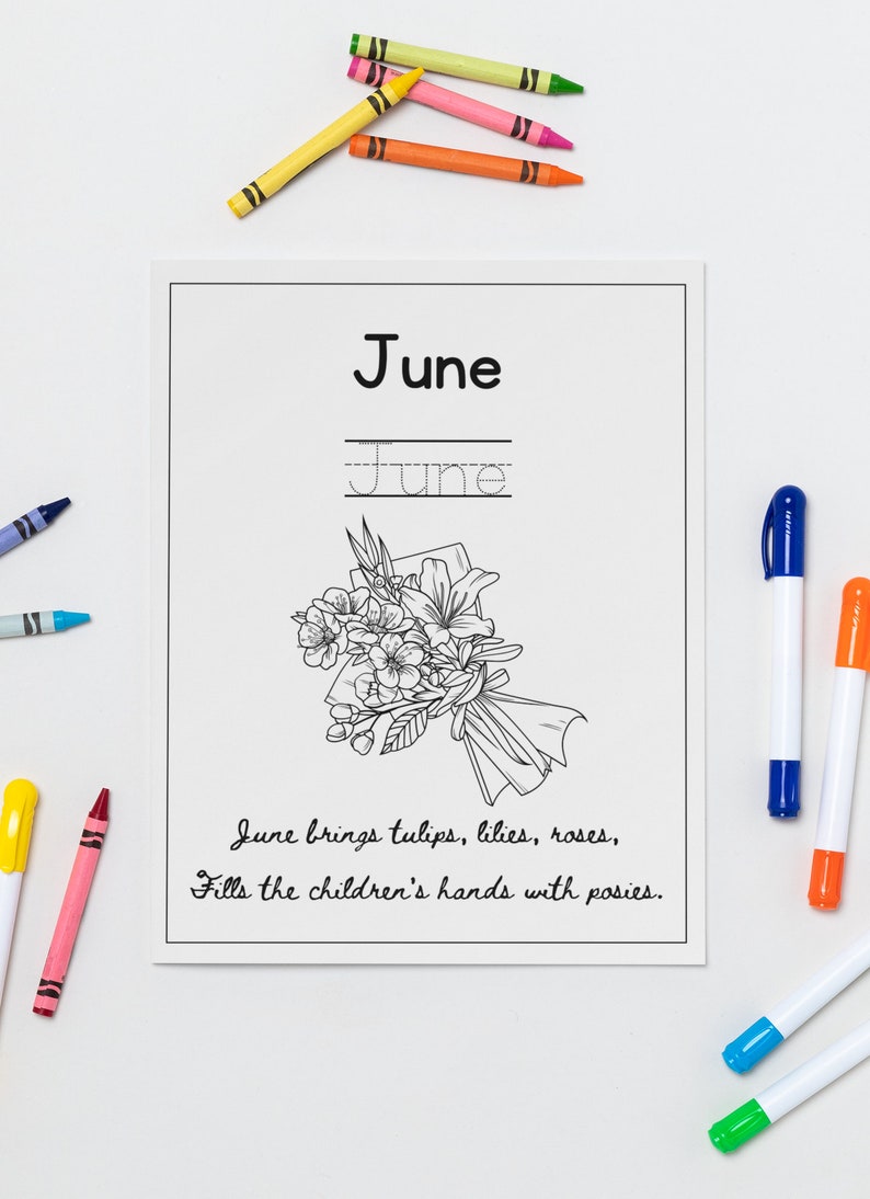 Months of the Year Handwriting Coloring Poetry Activity Pages Download ...