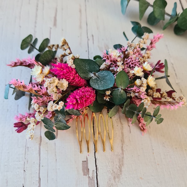 Pink Wedding Hair Flower Comb - Etsy