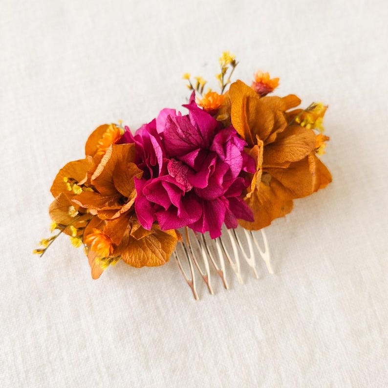 Burnt Orange Magenta Flower Crown, Boho Floral Headband, Autumn Wedding ...