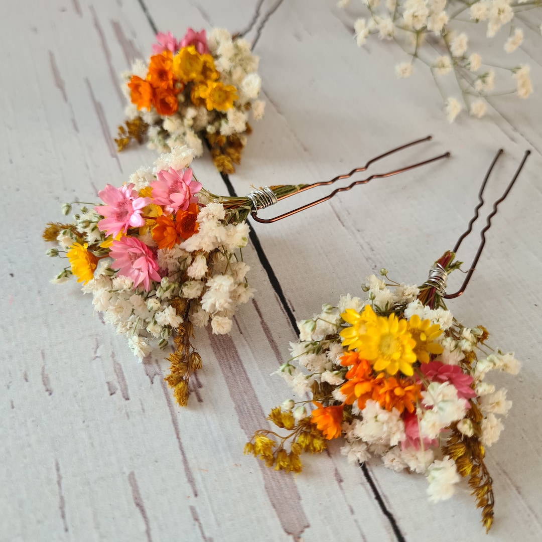 Wildflower Wedding Hair Pins,autumn Flower Hair Pins,colored Flower ...