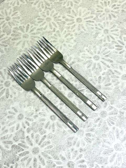 United Airlines Forks, Old Logo, Stainless Steel, Ribbed Handle, Signed ...