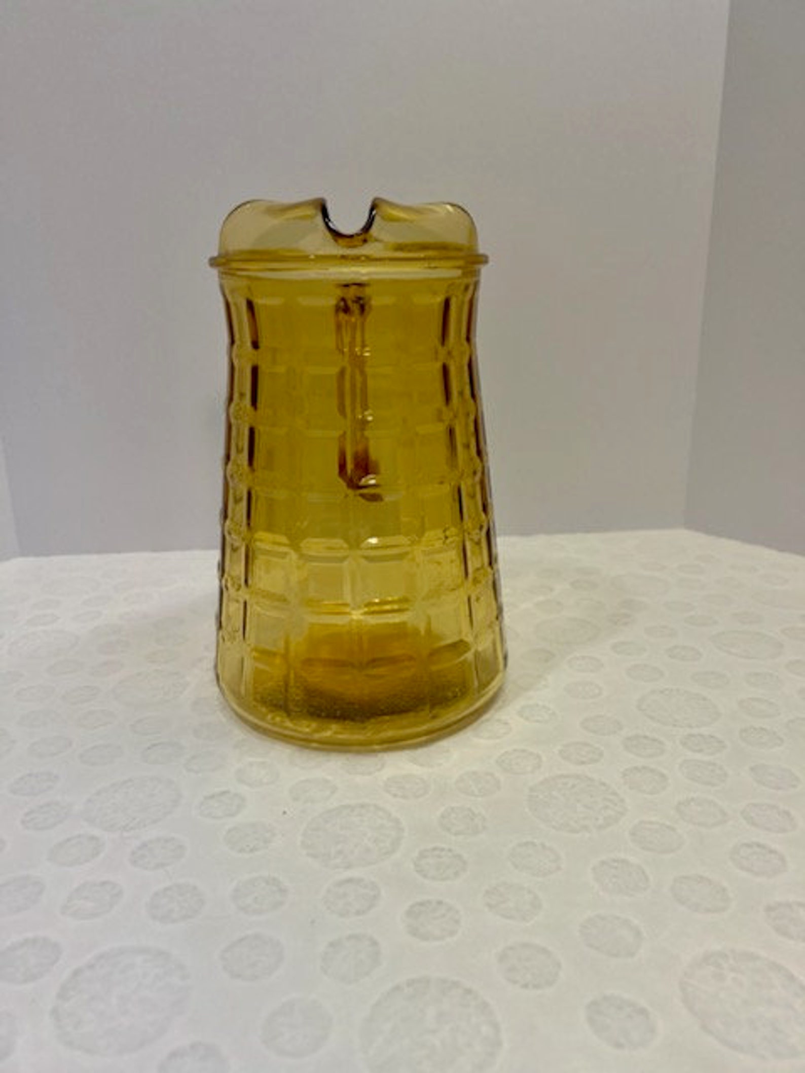 1960's Large Amber Glass Pitcher, Cut Glass Squares, 9 Inches Tall - Etsy