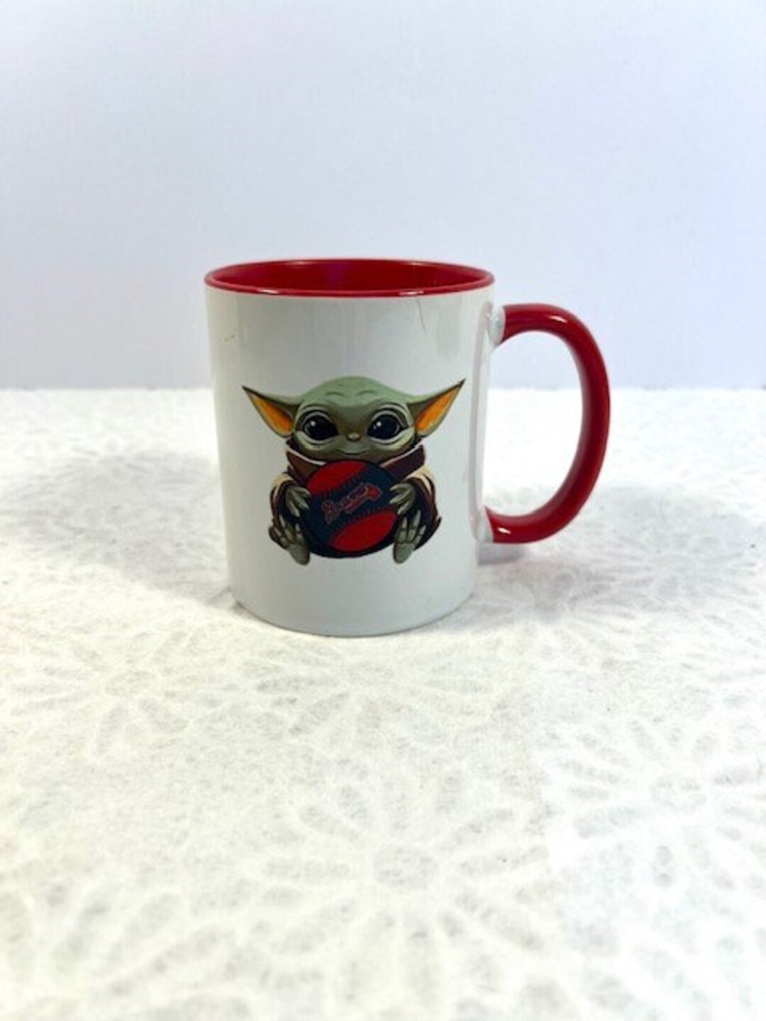 Yoda Mug With Atlanta Braves Softball, Holds 12 Oz - Etsy