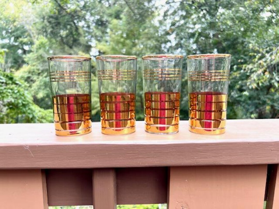 MCM 22K Macbeth Williams Tumblers, 22K Gold Accents, Made in the 1960s ...
