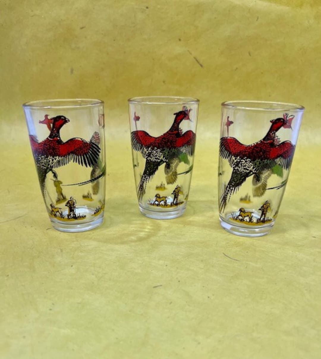 Hazel Atlas Pheasant Hunters Juice Glasses 4 Oz No Damage - Etsy