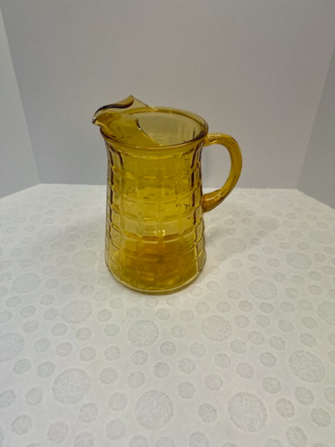 1960's Large Amber Glass Pitcher, Cut Glass Squares, 9 Inches Tall - Etsy