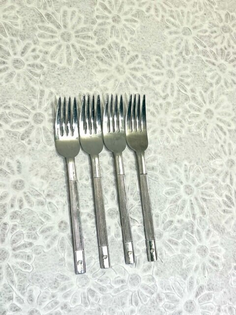 United Airlines Forks, Old Logo, Stainless Steel, Ribbed Handle, Signed ...