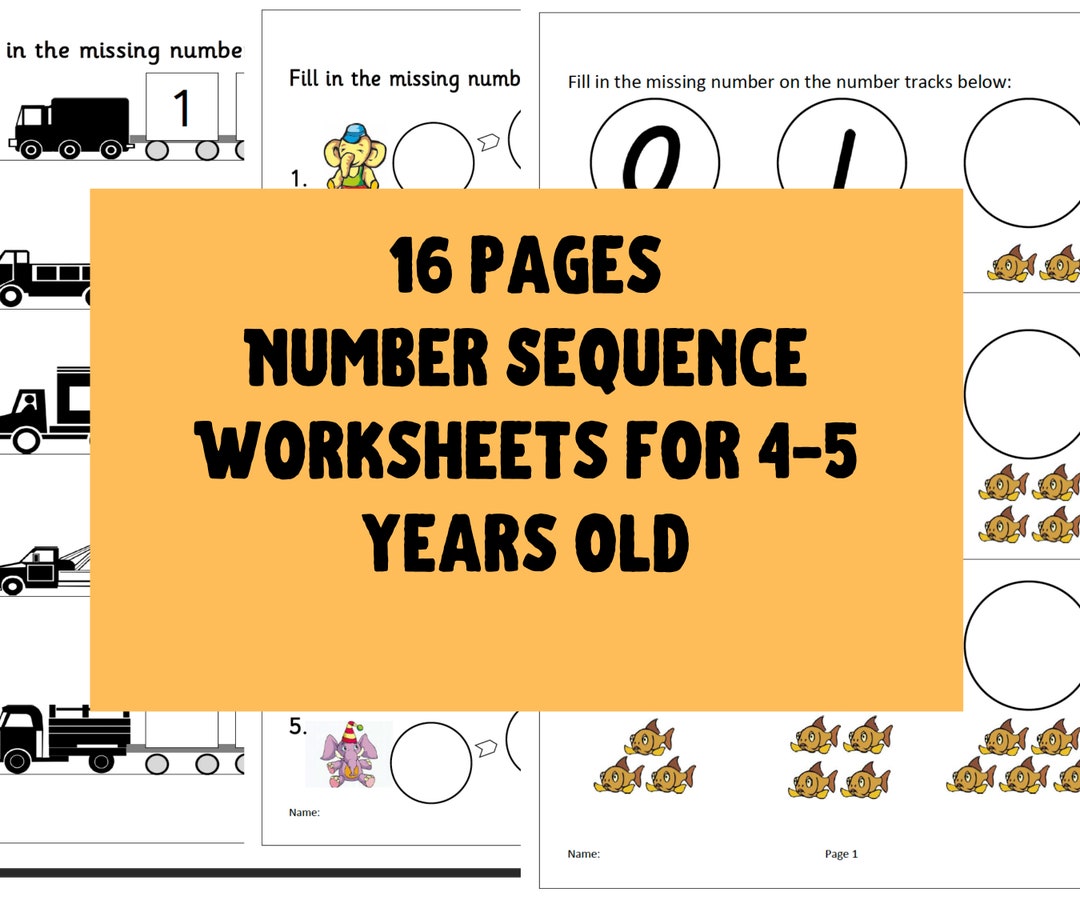 Number Sequence Printable Worksheets for 4-5 Years Old. - Etsy